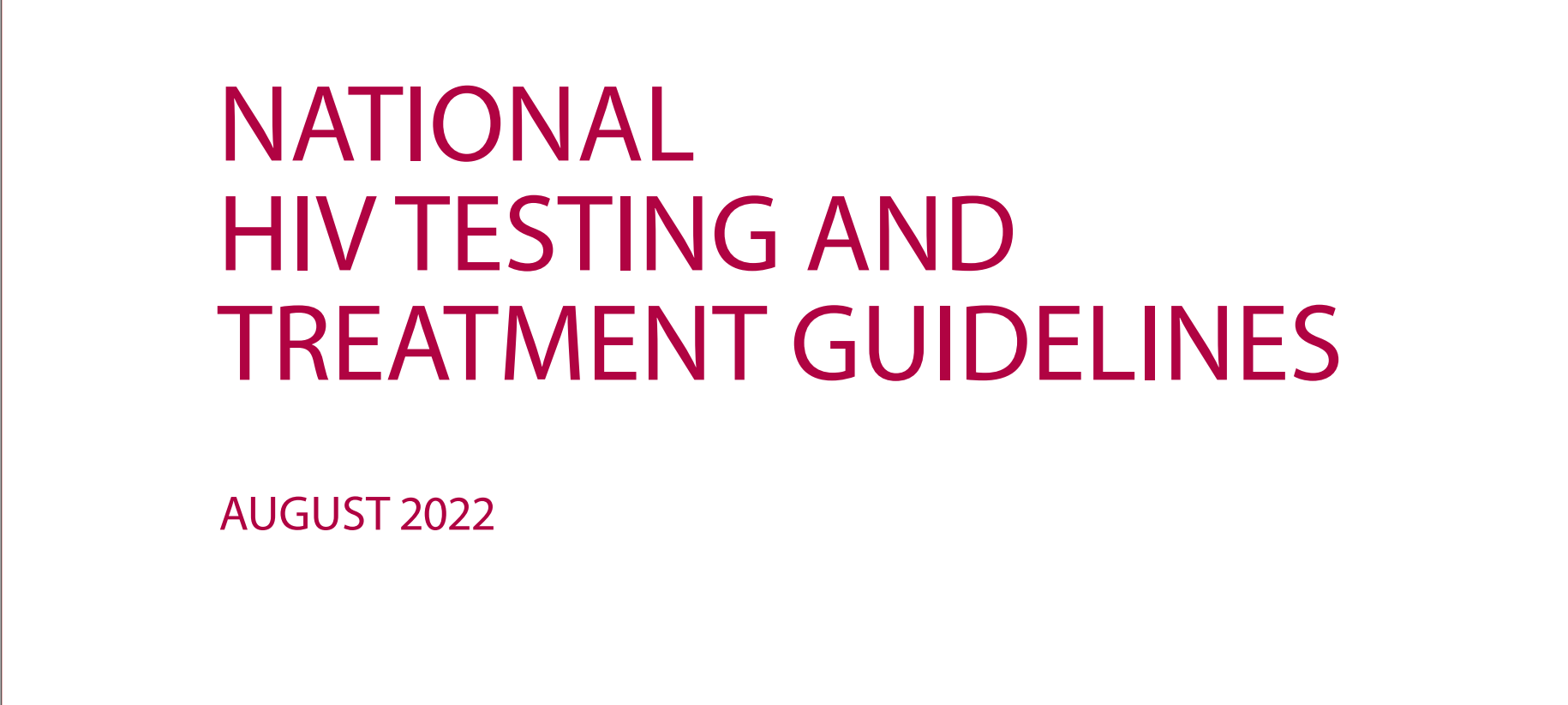 National HIV Testing and Treatment Guidelines, 2022 | E. Health Network